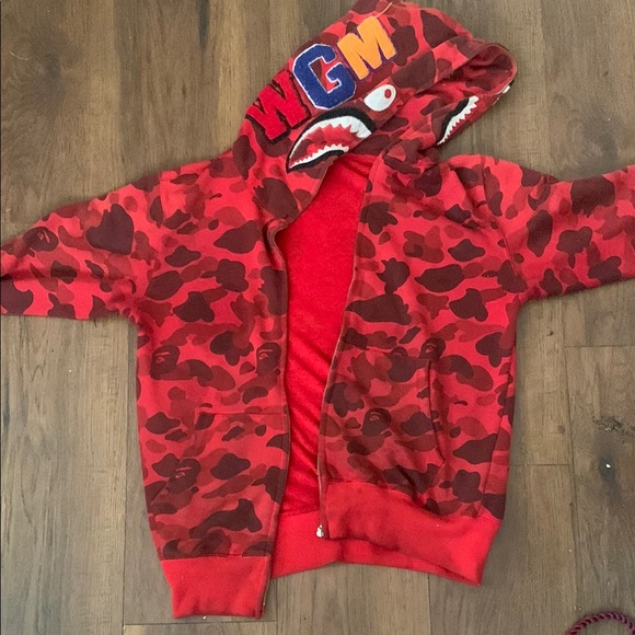 Bape | Jackets & Coats | Red Bape Lightweight Shirt Jacket | Poshmark